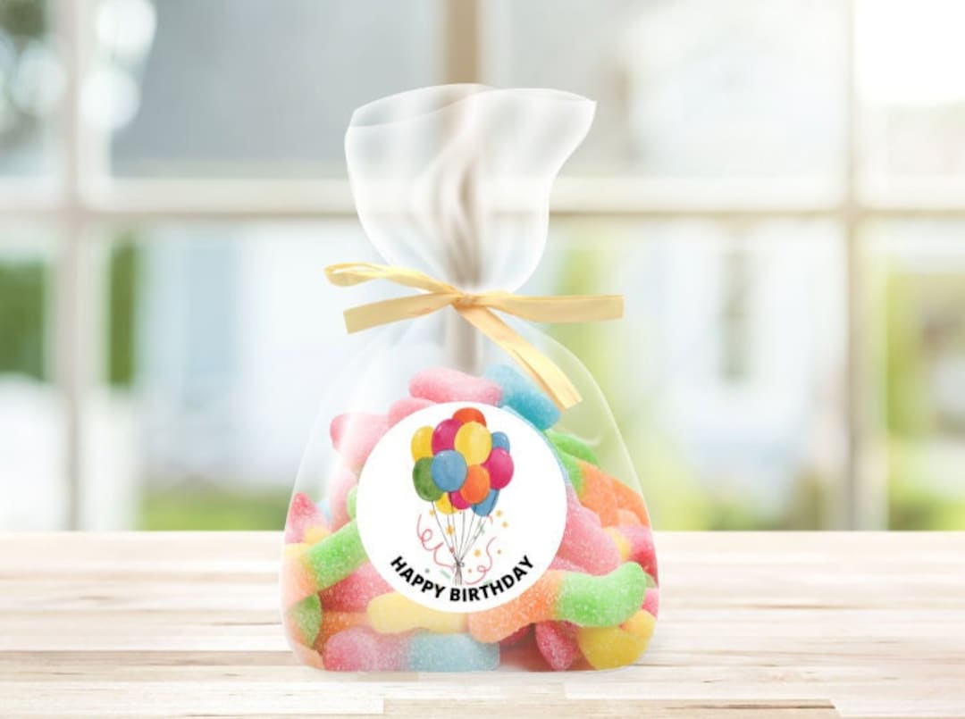 Happy Birthday Balloon Stickers, 20 Piece Sheet of Matte White Round 2 ...