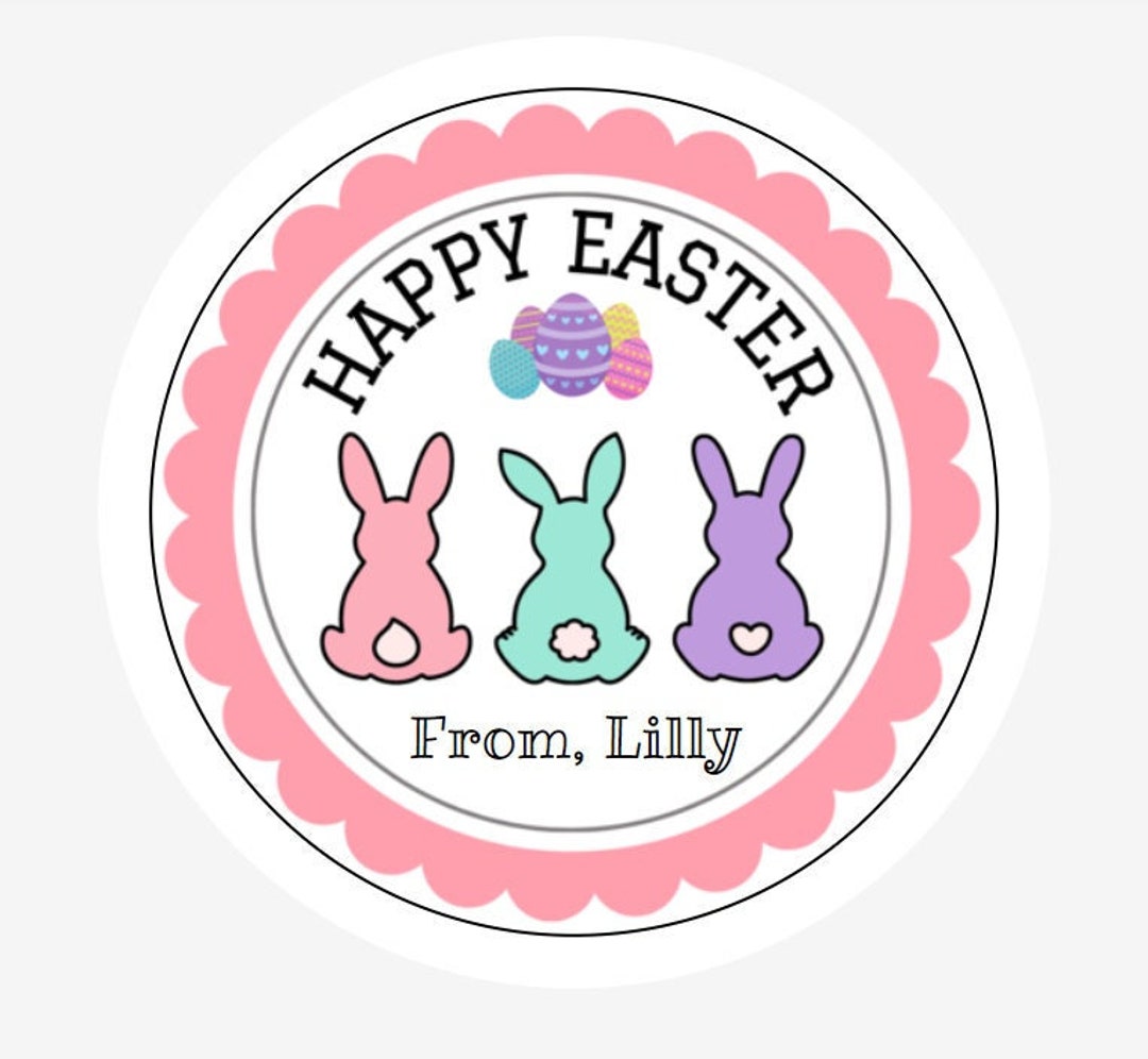 Personalized Easter Stickers, Happy Easter Bunny 20 Piece Sheet of ...