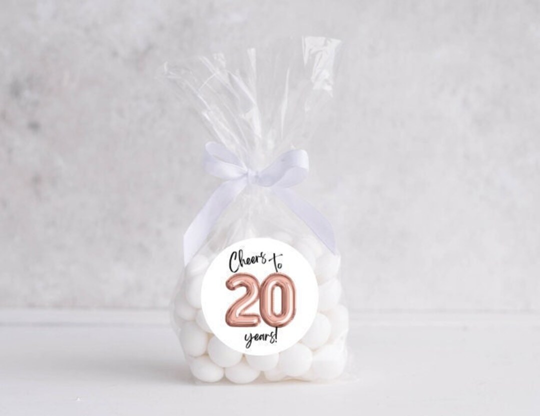 Cheers to 20 Years Stickers, Rose Gold Balloon Sticker 20 Piece Sheet ...