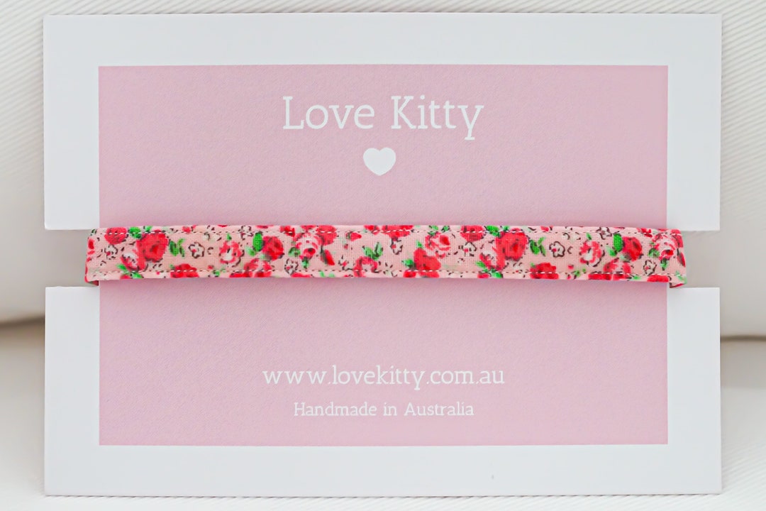 Pink Posy Cat Collar Australian Made, Luxury Accessory, Safety Release ...