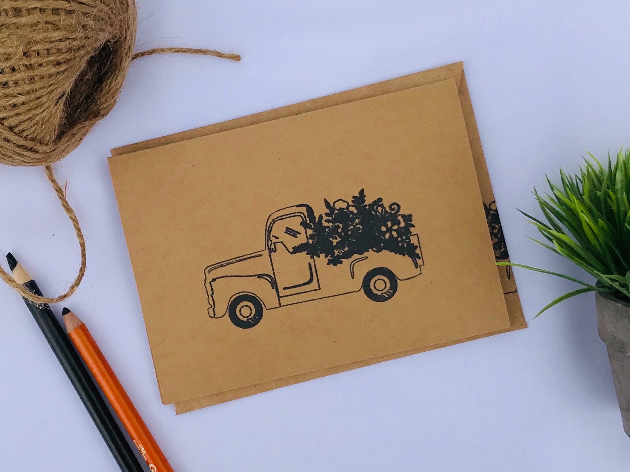 Brown Hand Stamped Cards, Modern Cards, Blank Cards, Greeting Cards ...