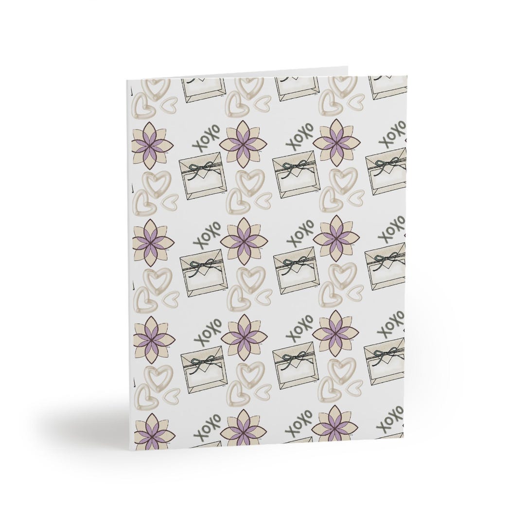 XOXO Envelope & Flower Pattern Greeting Cards | Set of 8/16/24 - Etsy