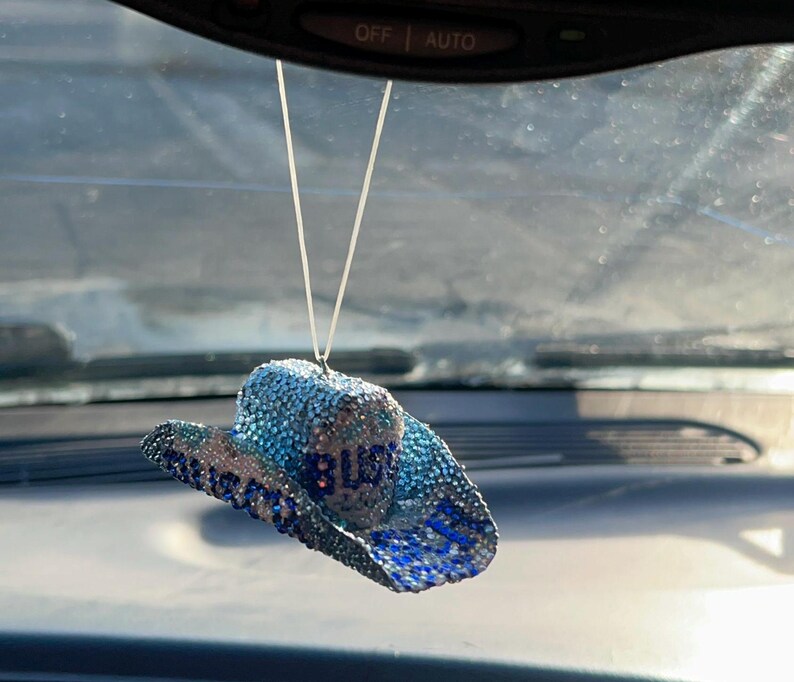 Bedazzled Busch Light Mini Cowboy Hat Rearview Mirror Car Charm ...