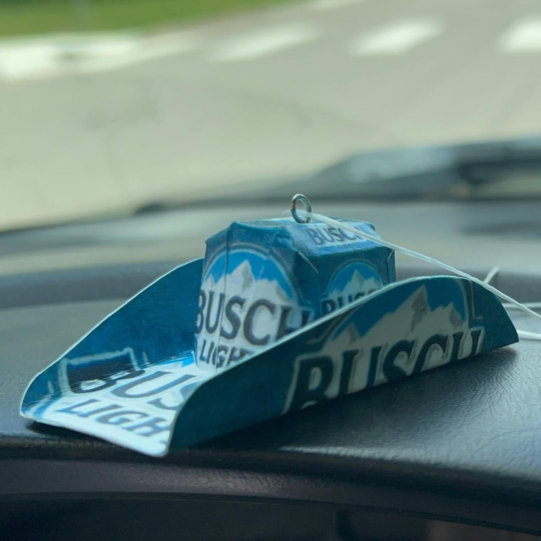 Busch Light Cowboy Hat Rearview Mirror Charm – Handmade Beer Lover Car ...