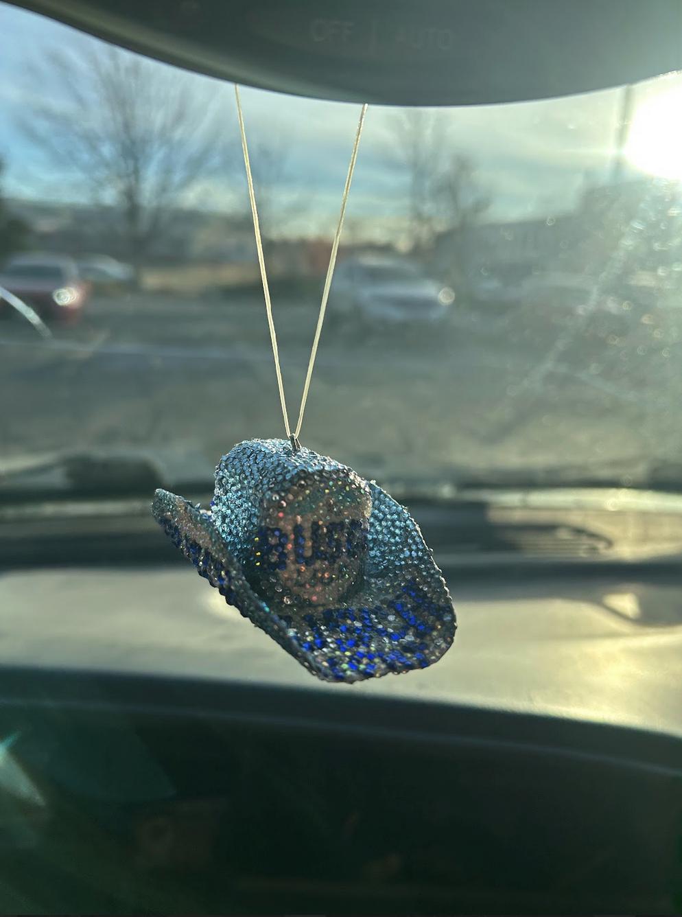 Bedazzled Busch Light Mini Cowboy Hat Rearview Mirror Car Charm ...