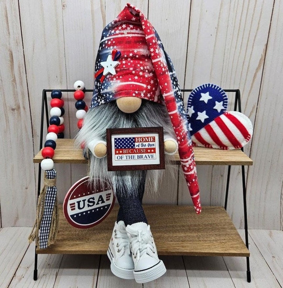 Patriotic Gnome, 4th of July, USA Independence Day Gnome, Mantel Desk ...