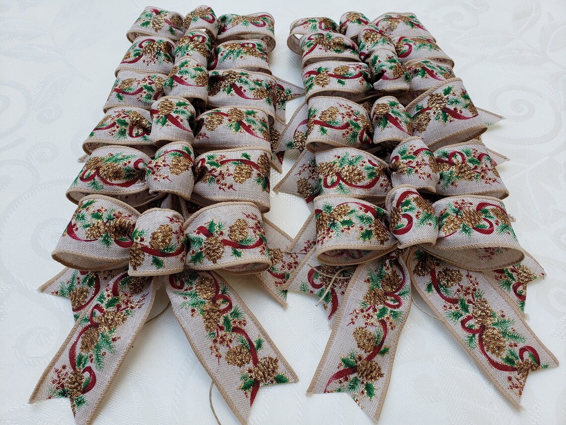 Set of 12 Christmas Bows Christmas Decorative Bows Small | Etsy
