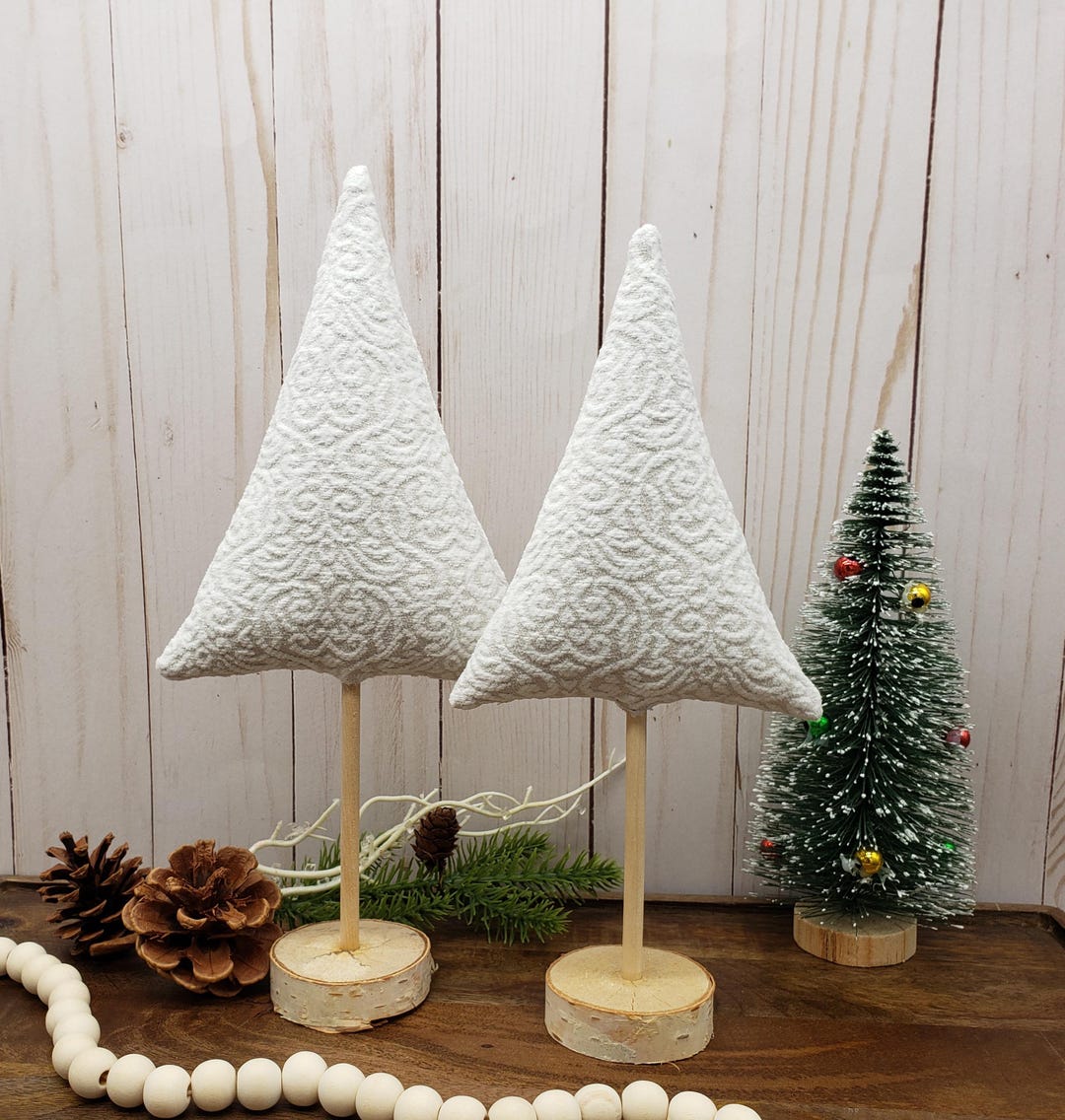 Fabric Christmas Tree, Cream Ivory Textured Stuffed Tree, Boho Rustic ...