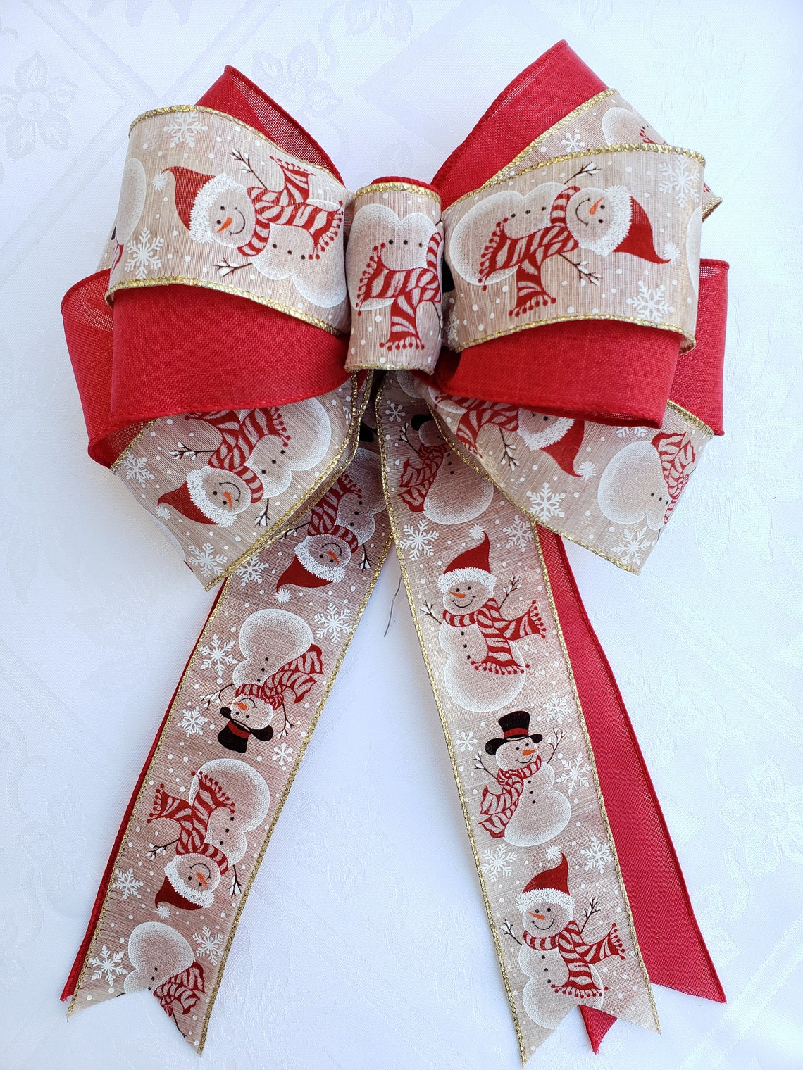 Large Christmas Bow Large Snowman Bow Christmas Decorative - Etsy