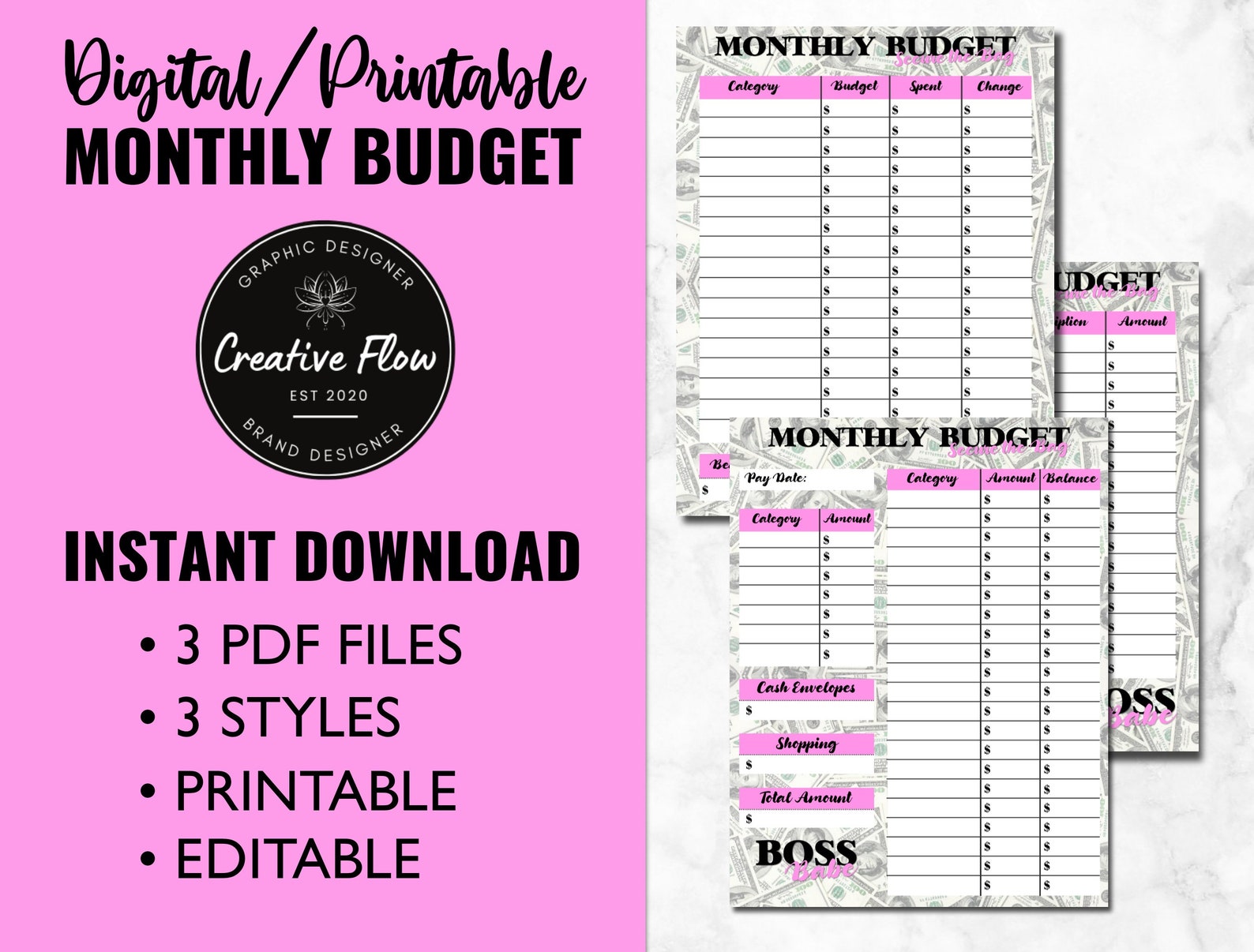 Cute Printable Monthly Budget Template, Printable Monthly Budget ...