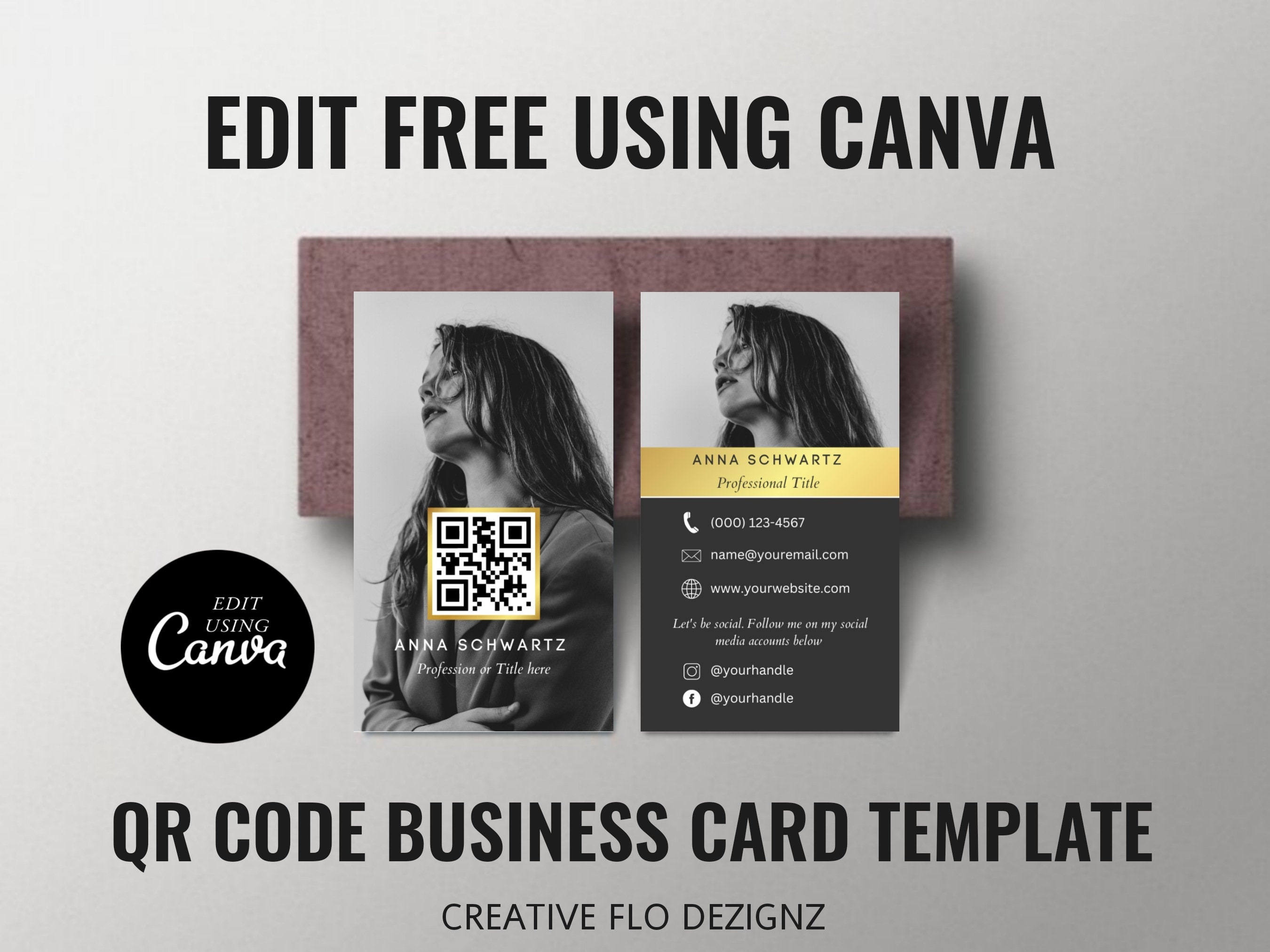 Editable QR Code Business Card Template Customizable QR Code - Etsy