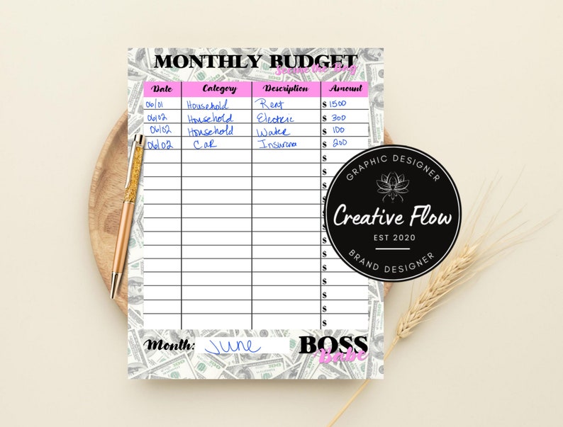 Cute Printable Monthly Budget Template, Printable Monthly Budget ...