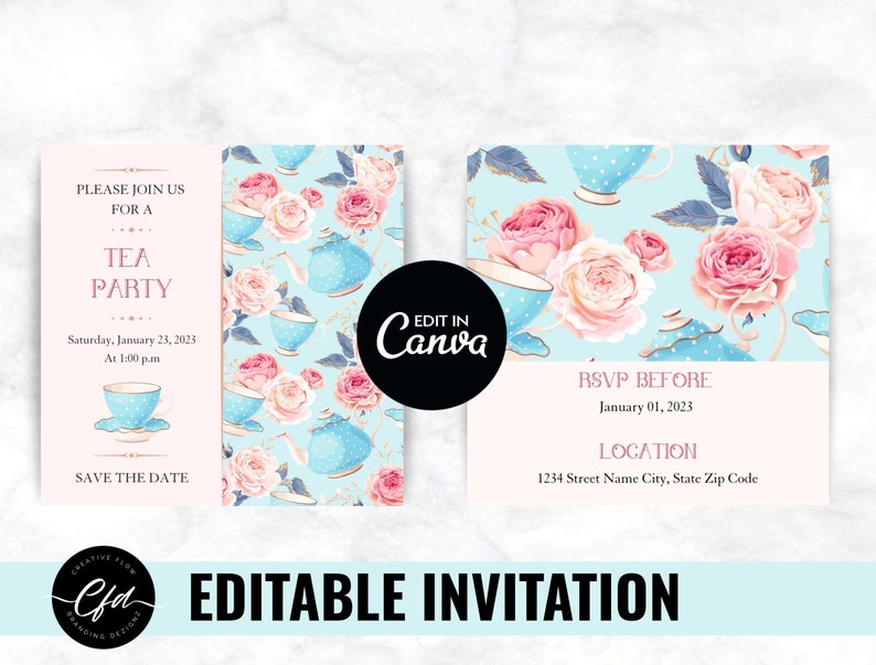Editable Tea Party Invitation Template, DIY Tea Party Invitations ...