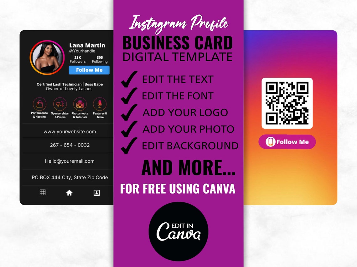 Instagram Profile Business Card Design, IG Profile Business Card ...