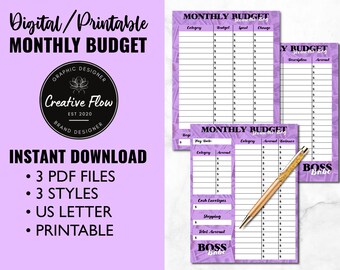 Cute Printable Monthly Budget Template, Printable Monthly Budget ...