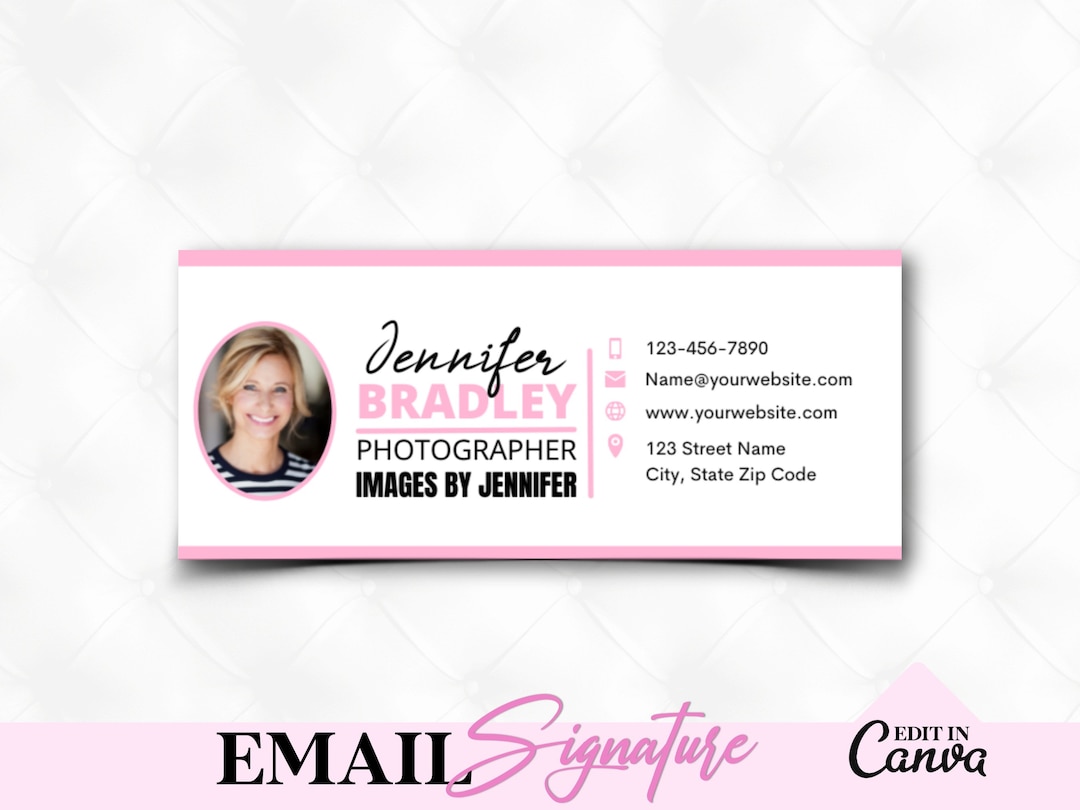 Pink and Black DIY Email Signature Template Bundle, Stylish Editable ...