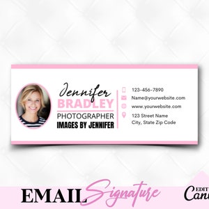 Pink and Black DIY Email Signature Template Bundle, Stylish Editable ...