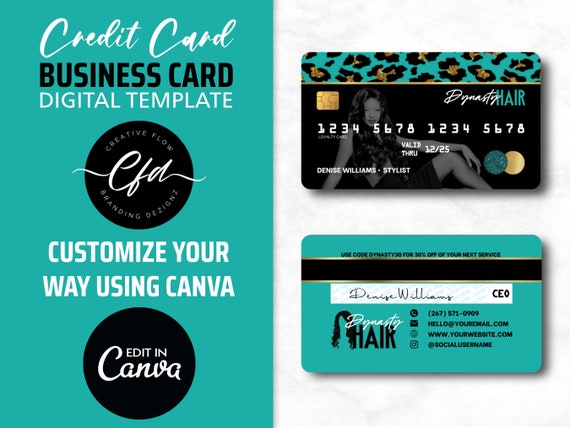 Cheetah Print Credit Card Business Card Design Credit Card - Etsy
