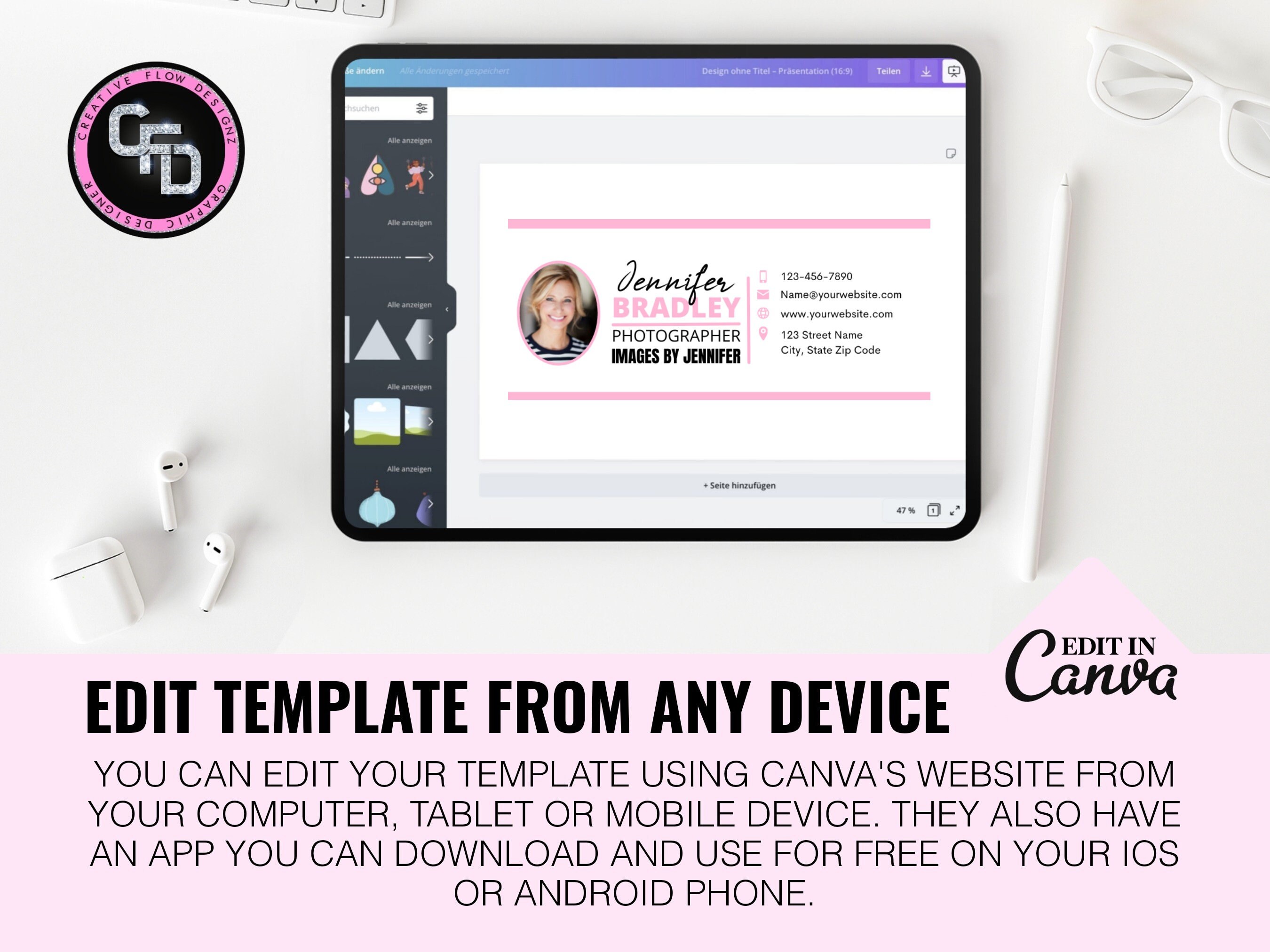 Pink and Black DIY Email Signature Template Bundle, Stylish Editable ...