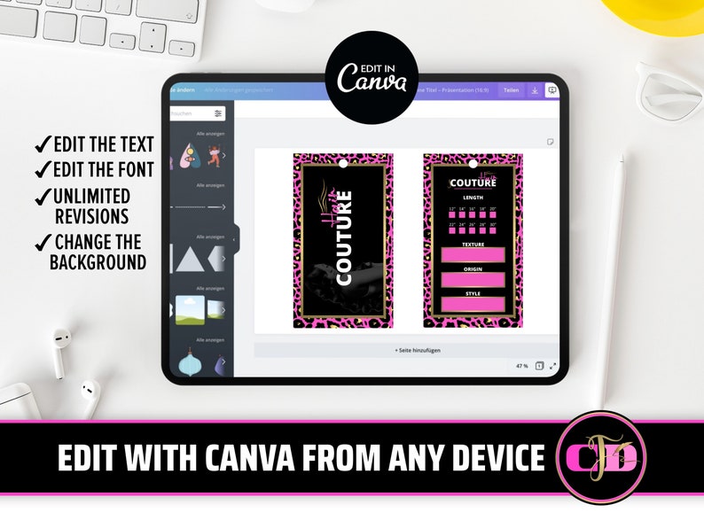 Pink Cheetah Hair Bundle Hang Tags, Hair Extension Hang Tags, Bundle ...