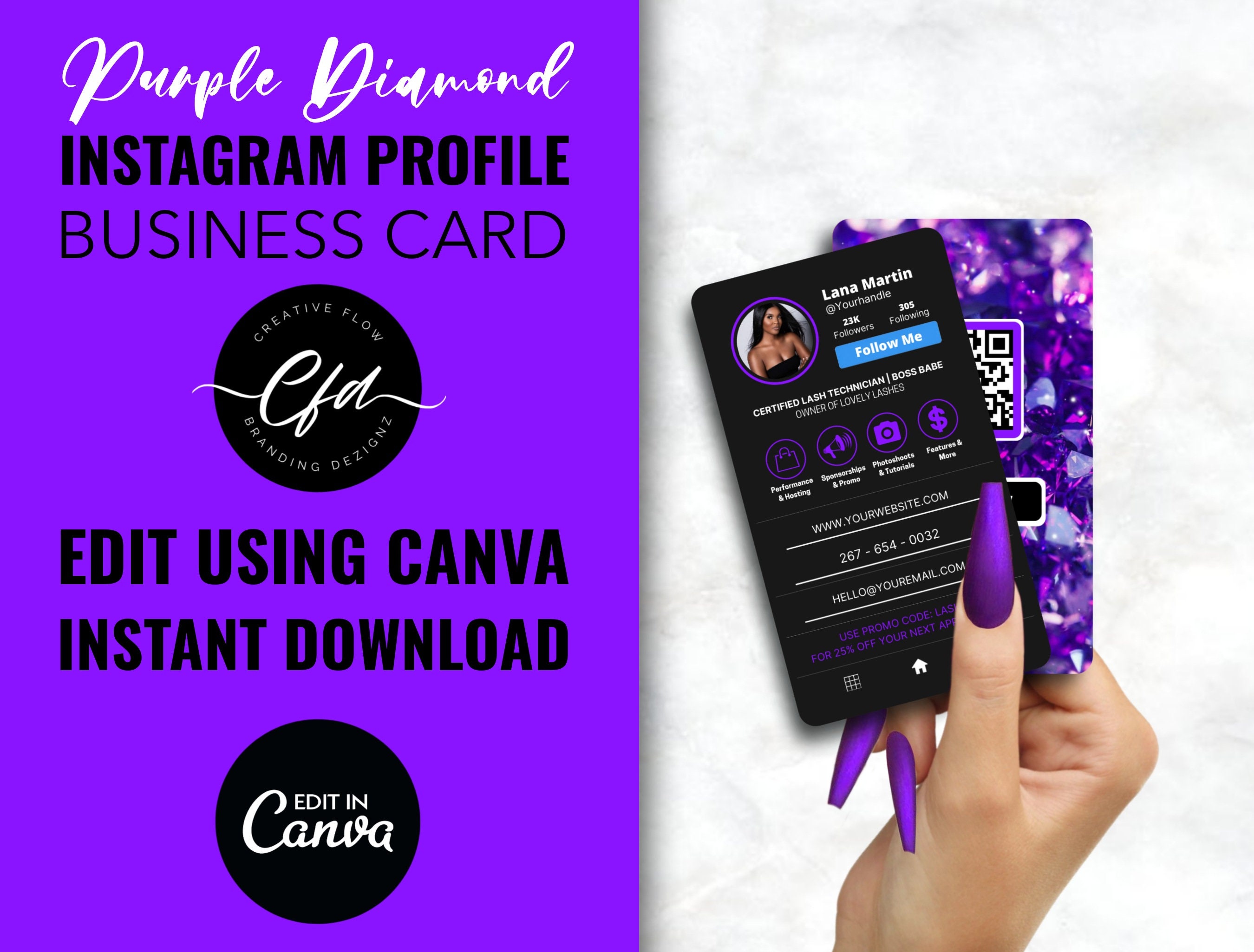 Editable Instagram Profile Business Card, Customizable IG Profile ...