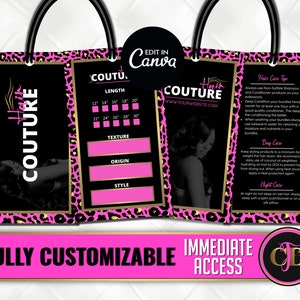 Pink Cheetah Hair Bundle Hang Tags, Hair Extension Hang Tags, Bundle ...