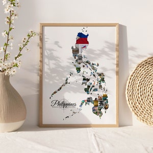 Philippines Map Travel Photo Collage Poster Wedding Anniversary Gift ...