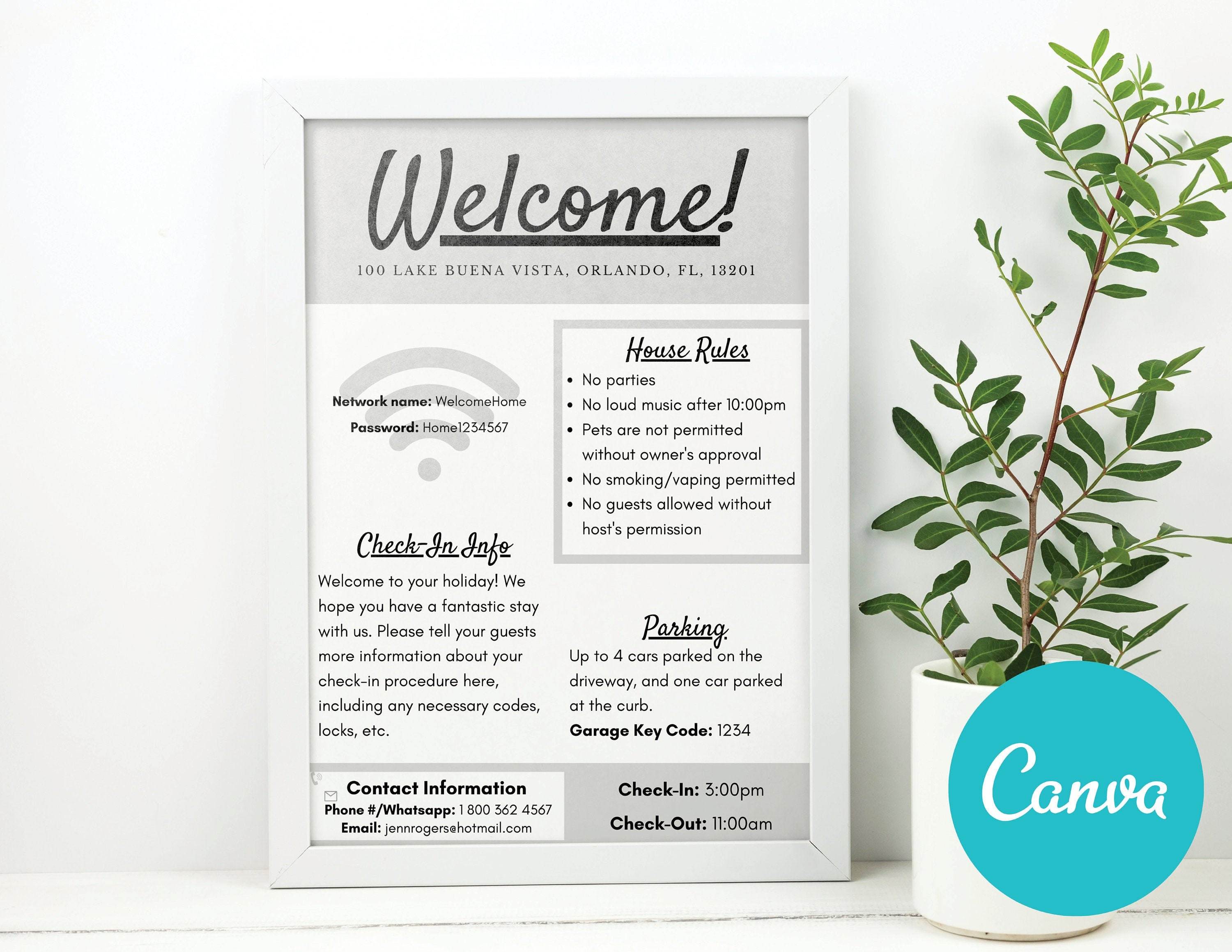Airbnb Welcome Sign Template Airbnb Poster Editable Host Etsy