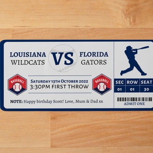 Editable Baseball Surprise Invitation Custom Ticket Voucher - Etsy