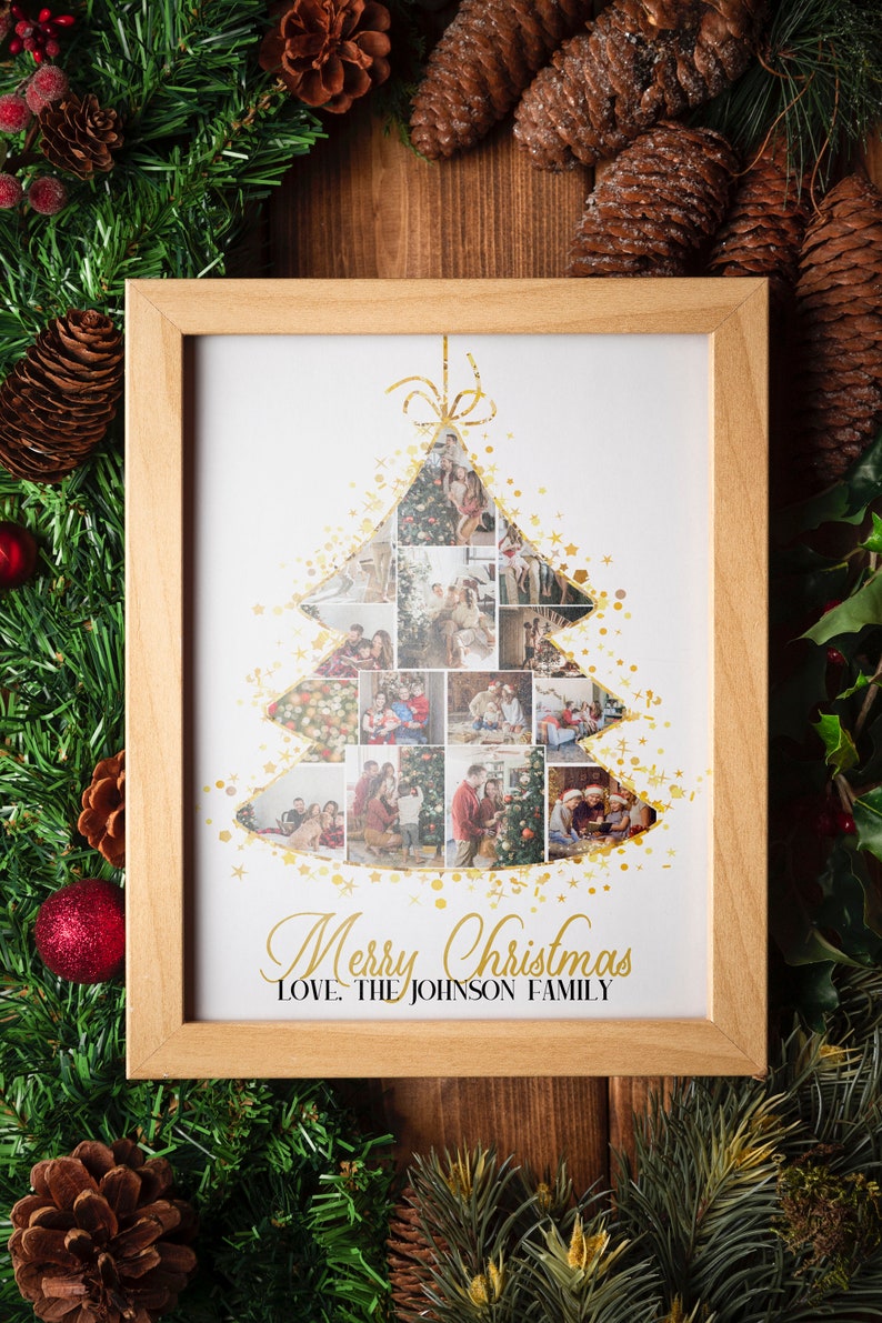 Editable Christmas Tree Photo Collage Custom Holiday Card - Etsy
