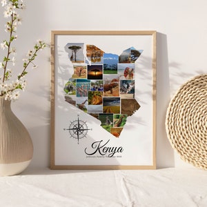 Kenya Map Travel Photo Collage Wedding Anniversary Gift, Kenya Vacation ...