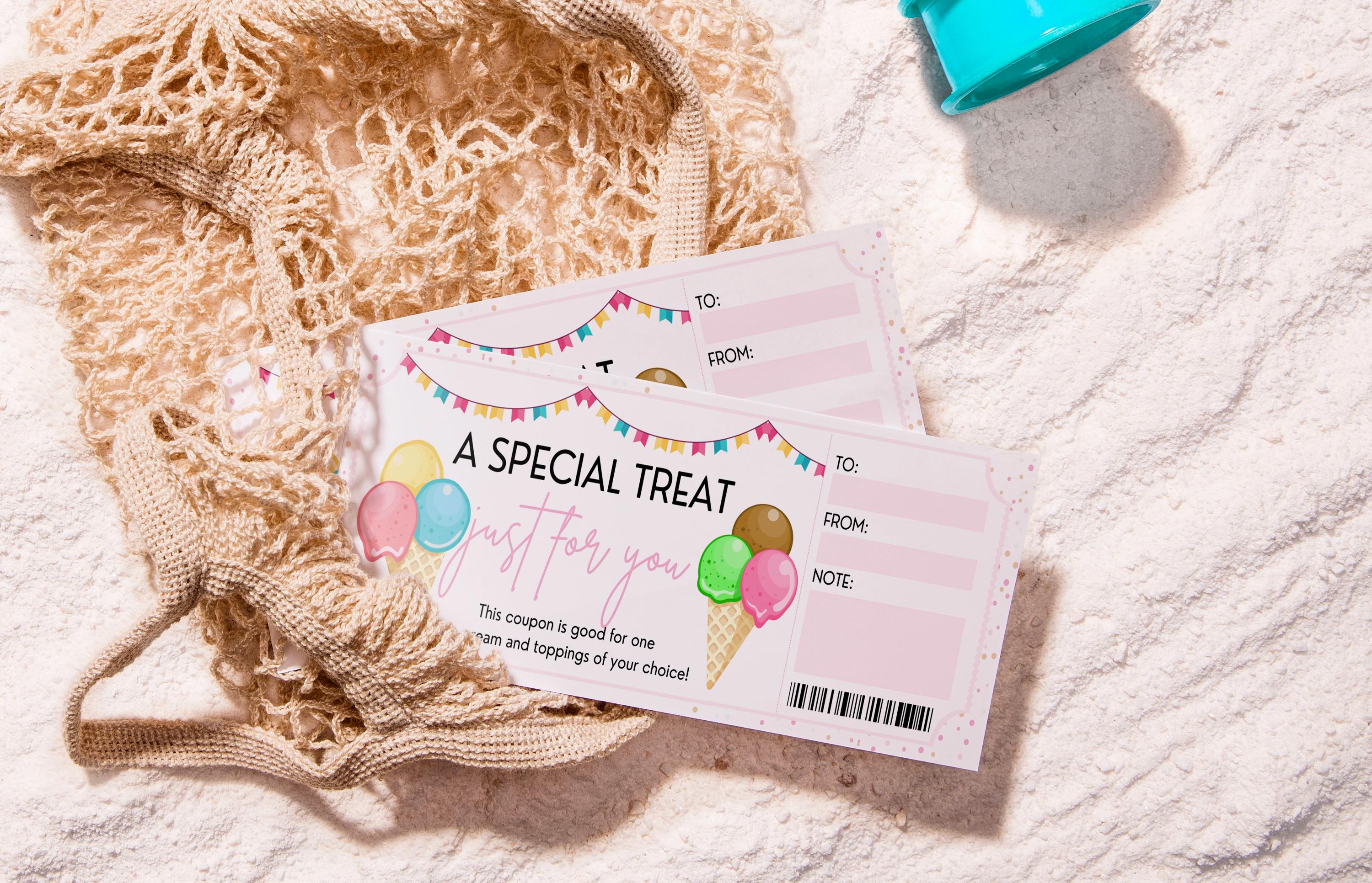 Ice Cream Ticket Template Voucher Coupon Token, Ice Cream Food Truck ...