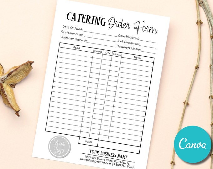 Editable Catering Bakery Food Dessert Order Form Custom Template, Event ...
