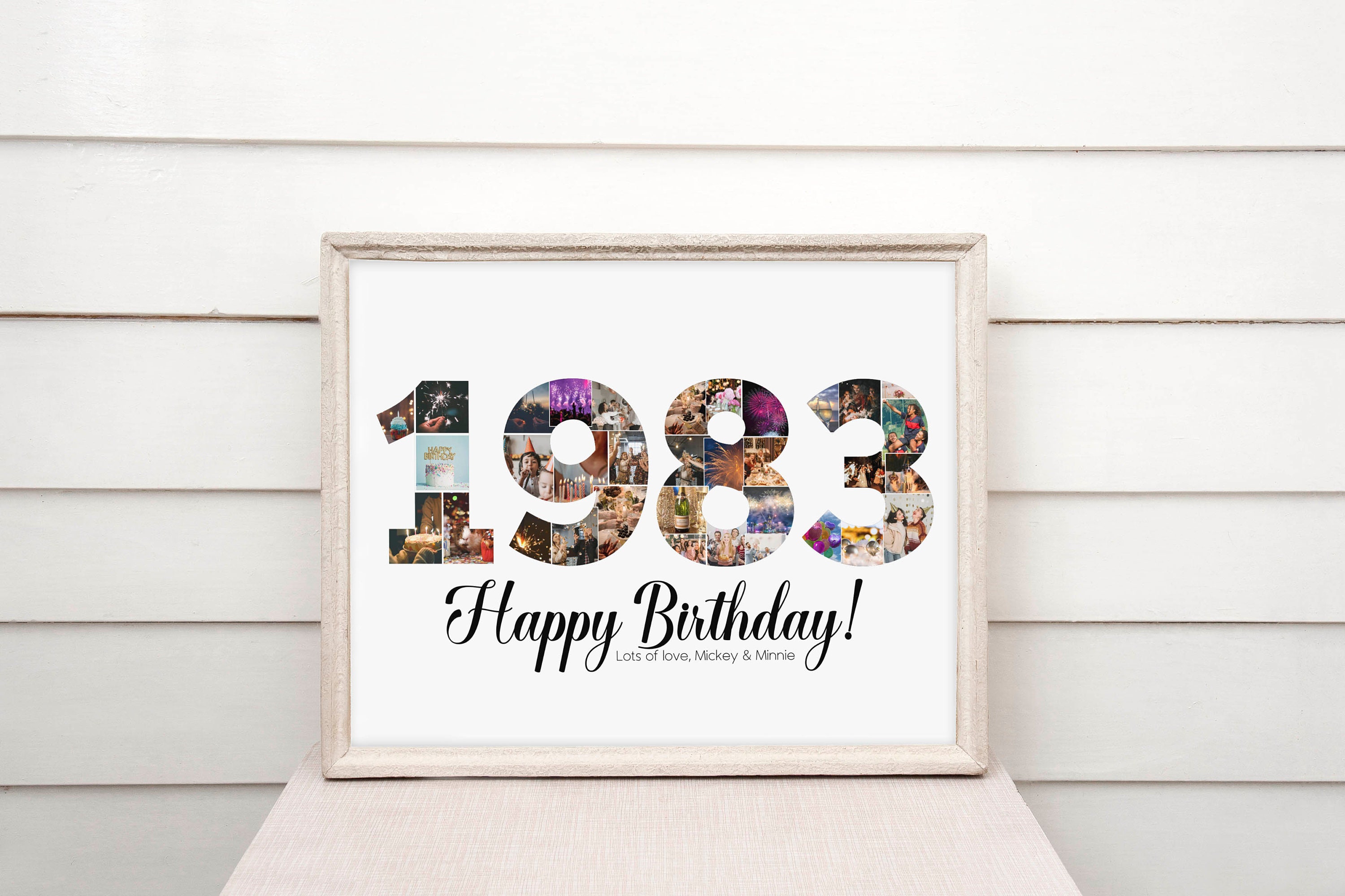 Custom 1983 Birthday Photo Collage Gift Poster Number Art - Etsy