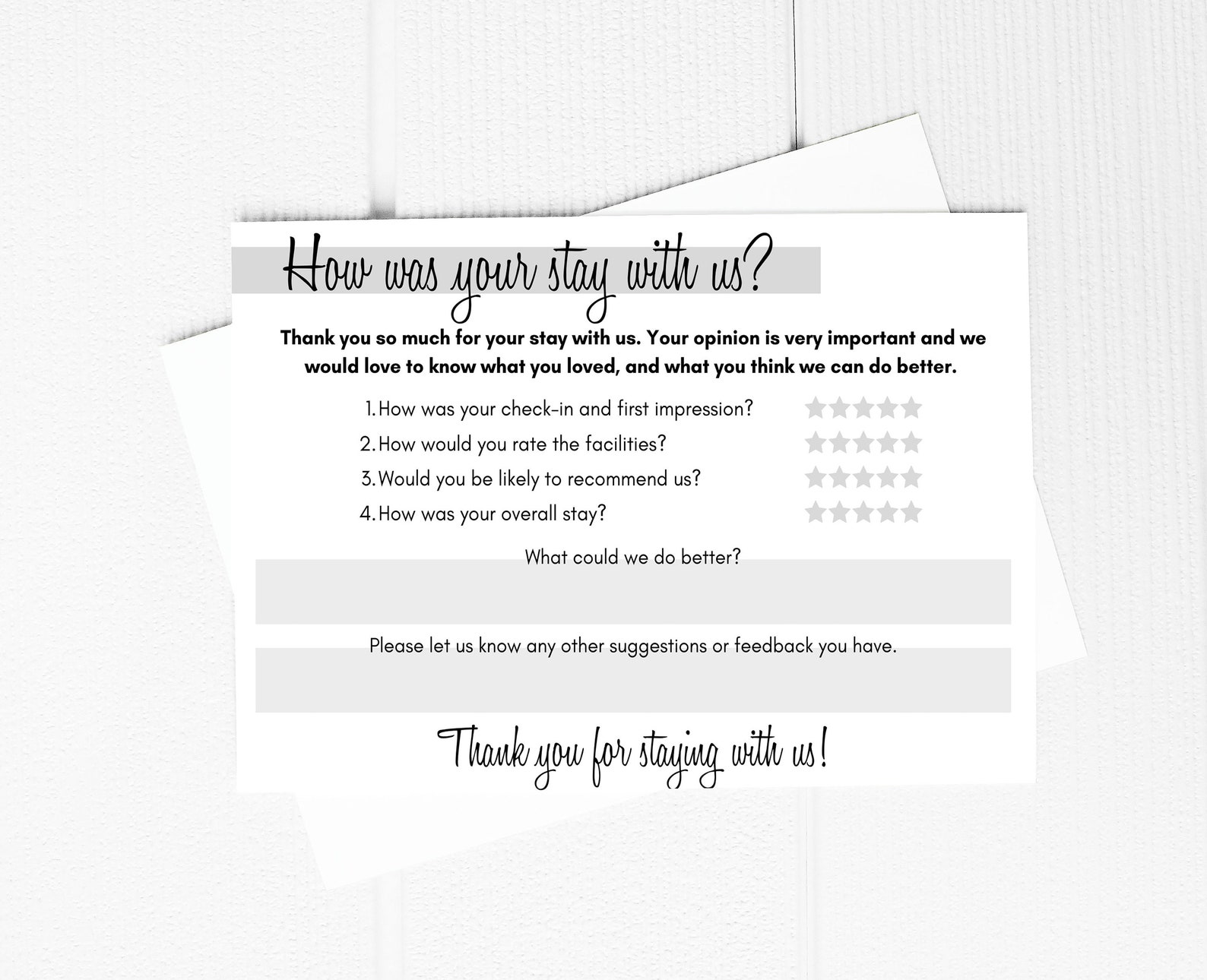 Guest Feedback Request Form Comment Card Template Airbnb - Etsy