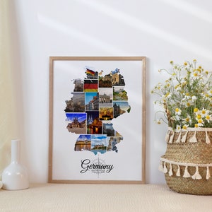 Germany Custom Photo Collage Map Gift Honeymoon Wedding Art, Germany ...