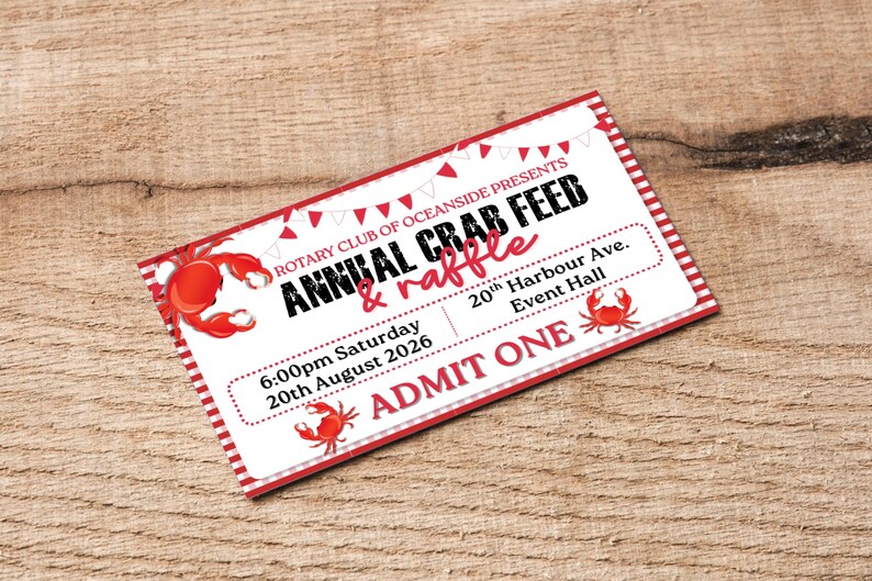 Editable Crab Feed Ticket Template Voucher, Custom Crab Feed Ticket ...