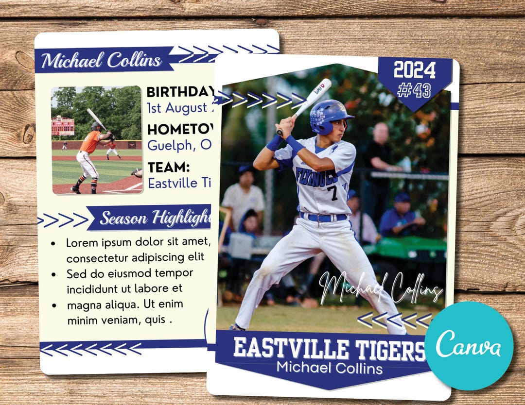 Custom Editable Baseball Player Sports Card Template, Rookie Little ...