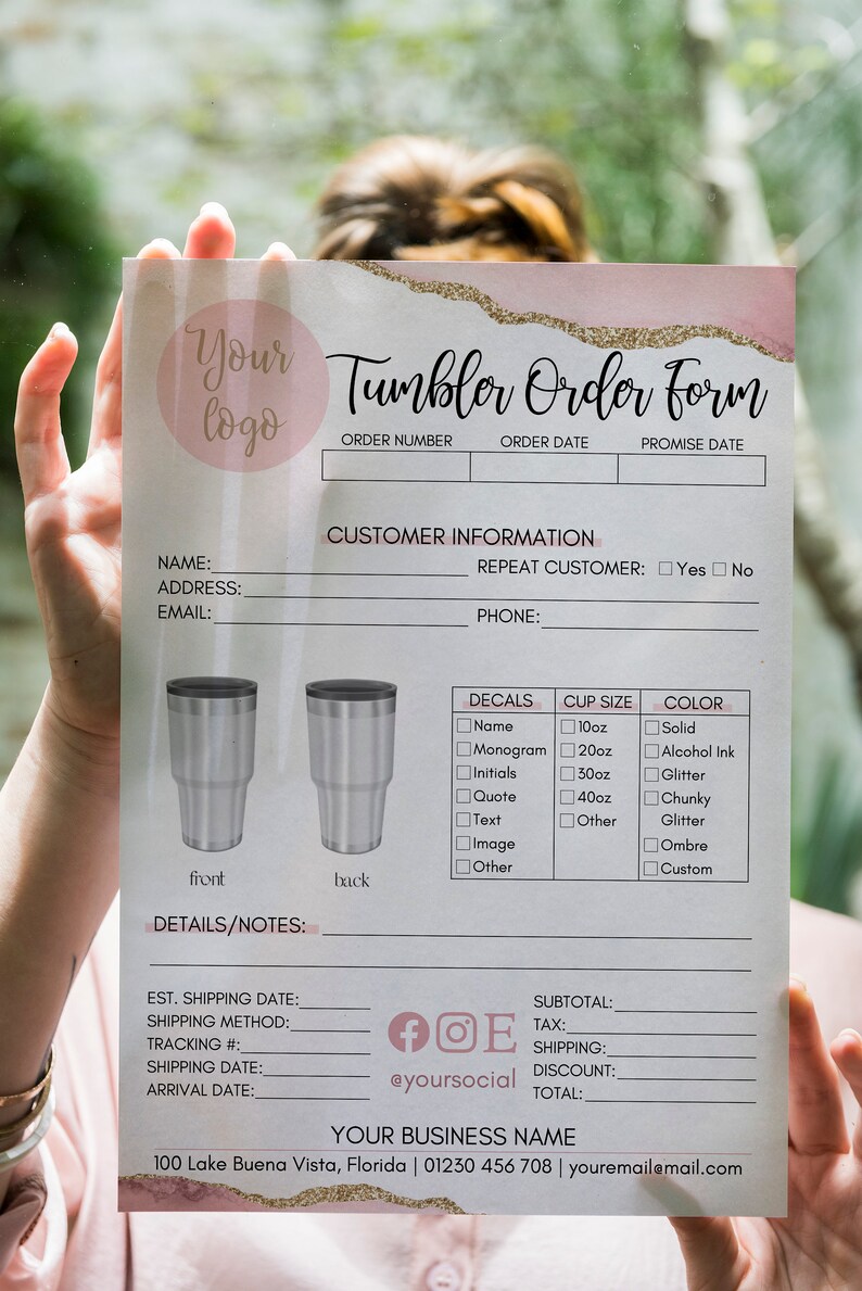 Tumbler Order Form Editable Template Custom Tumbler Order - Etsy