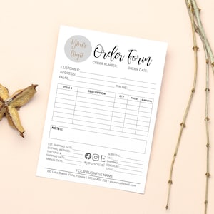 Editable Custom Order Form & Tracker Template, Printable Purchase Order ...