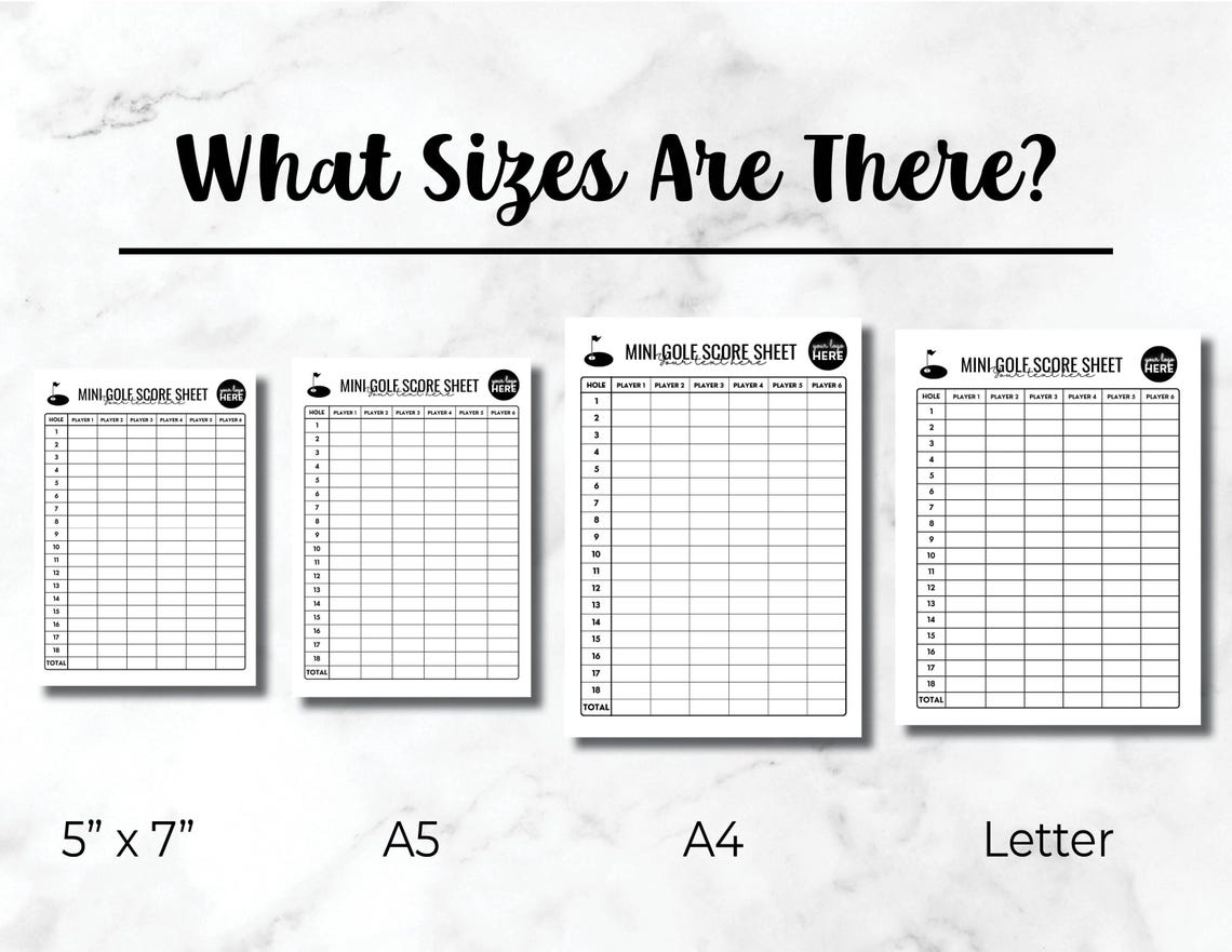 Mini Golf Score Card Sheet Template, Putt Putt Editable Scoresheet ...
