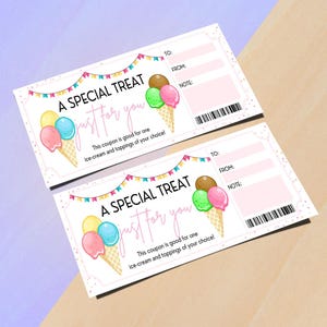 Ice Cream Ticket Template Voucher Coupon Token, Ice Cream Food Truck ...