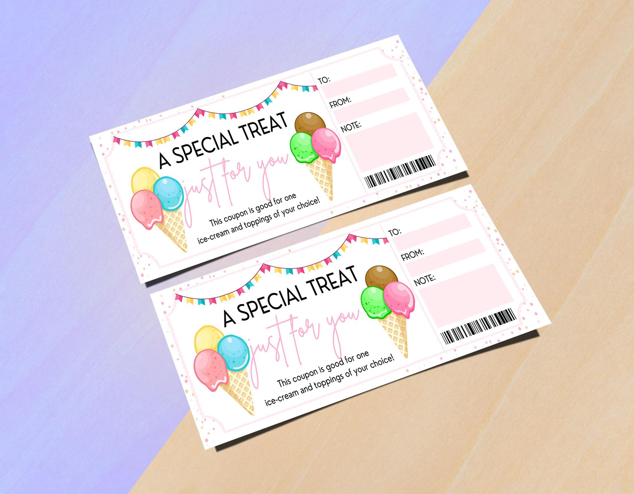 Ice Cream Ticket Template Voucher Coupon Token, Ice Cream Food Truck ...