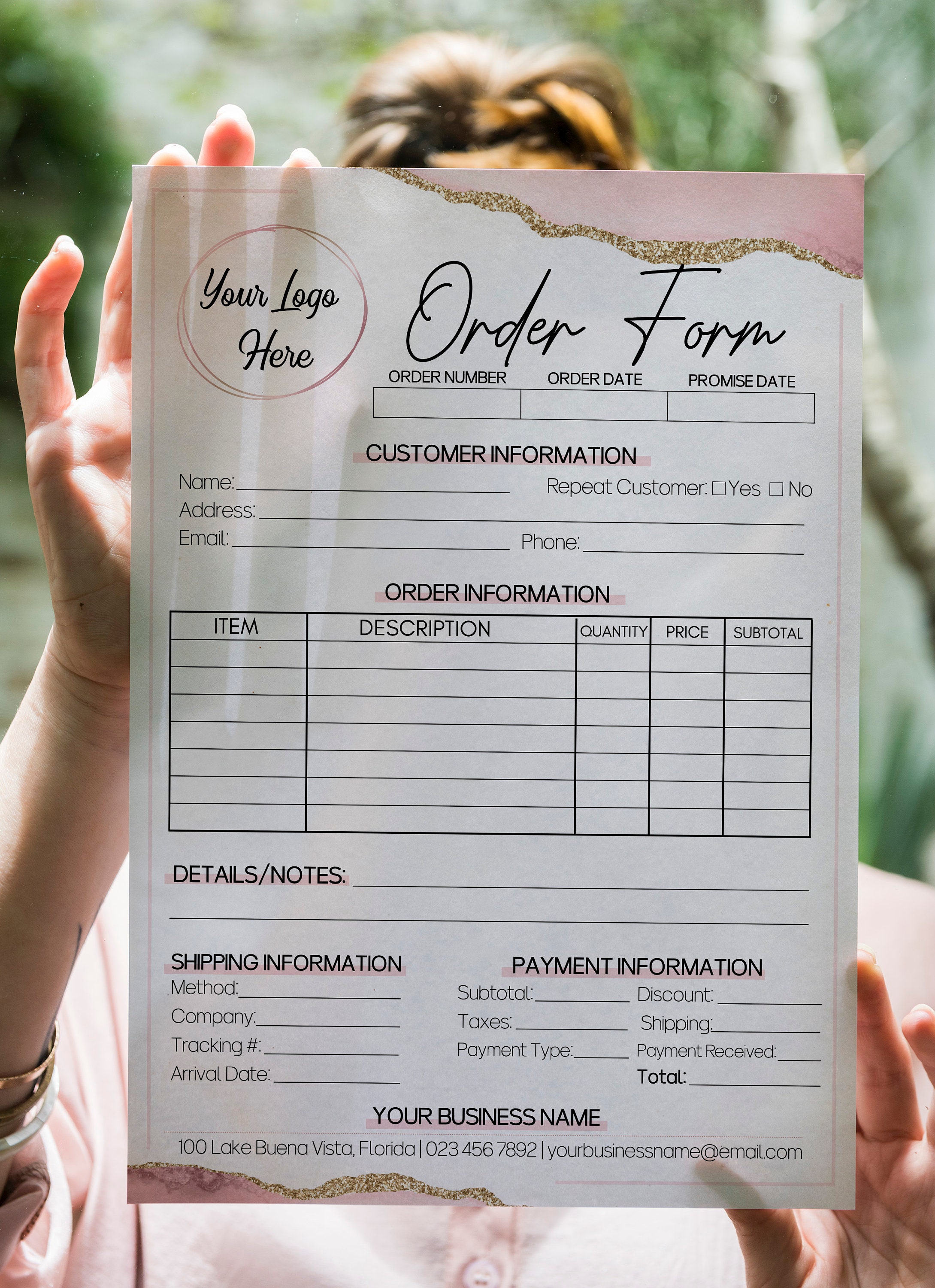 Pink Editable Order Form Custom Template Printable Purchase | Etsy