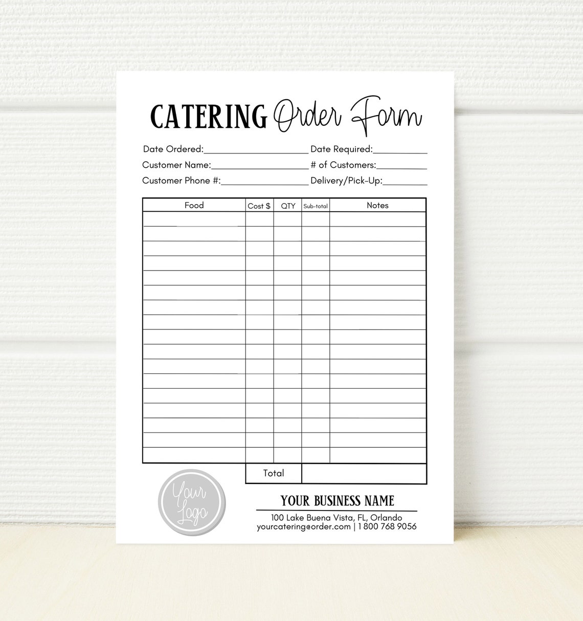 Editable Catering Bakery Food Dessert Order Form Custom Template, Event ...
