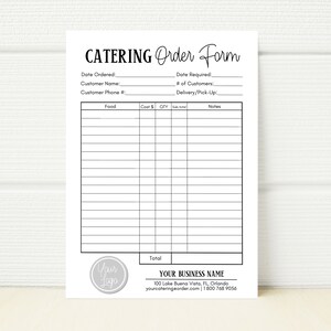 Editable Catering Bakery Food Dessert Order Form Custom Template, Event ...