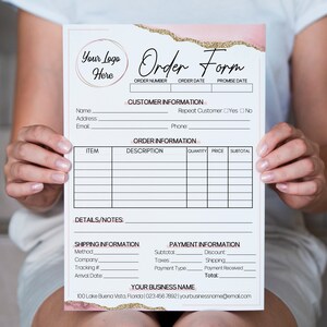 Pink Editable Order Form Custom Template Printable Purchase | Etsy