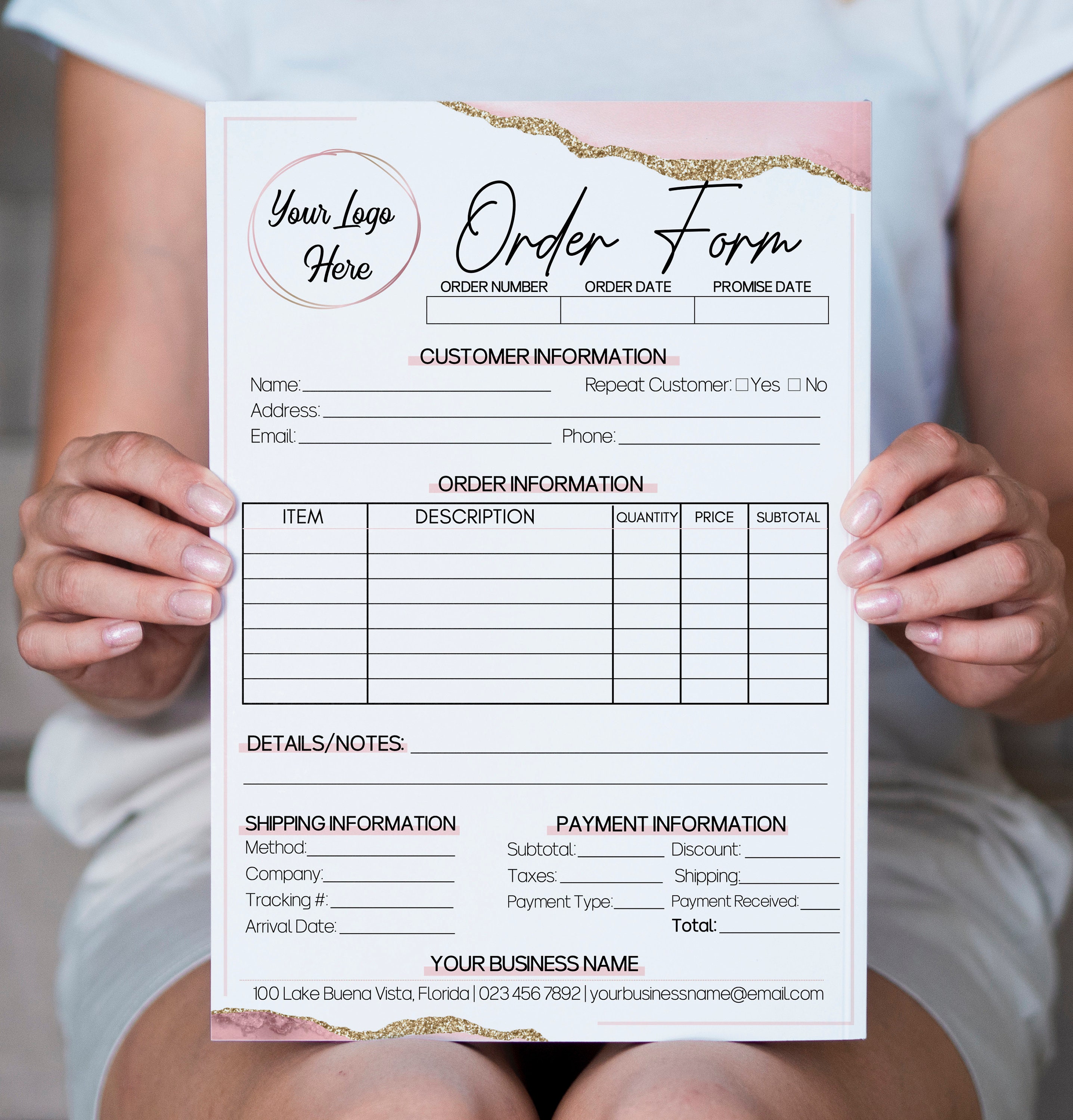 Pink Editable Order Form Custom Template Printable Purchase | Etsy