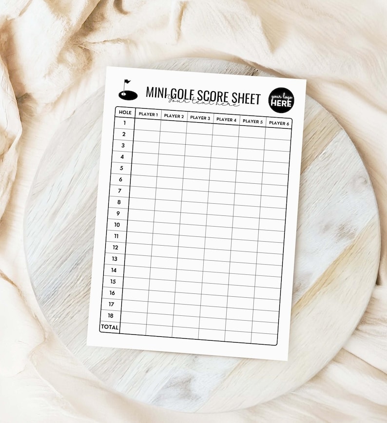 Mini Golf Score Card Sheet Template, Putt Putt Editable Scoresheet ...
