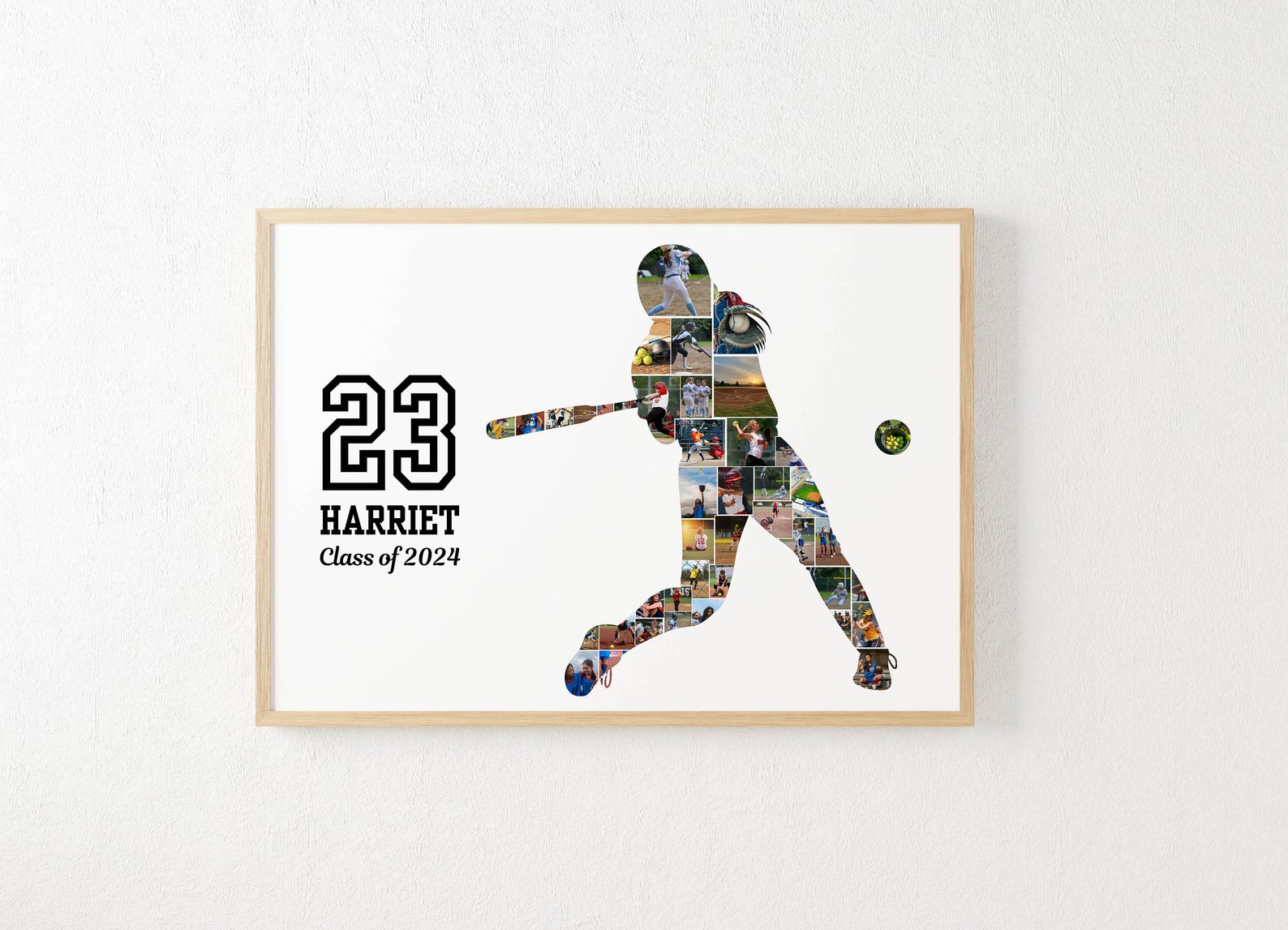 Custom Softball Sport Photo Collage Player Senior Poster Gift for Coach ...